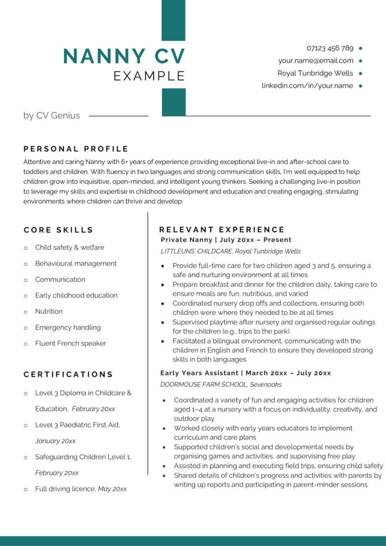 Nanny CV: Examples and 3 Key Writing Tips Nanny CV: Examples and 3 Key Writing Tips