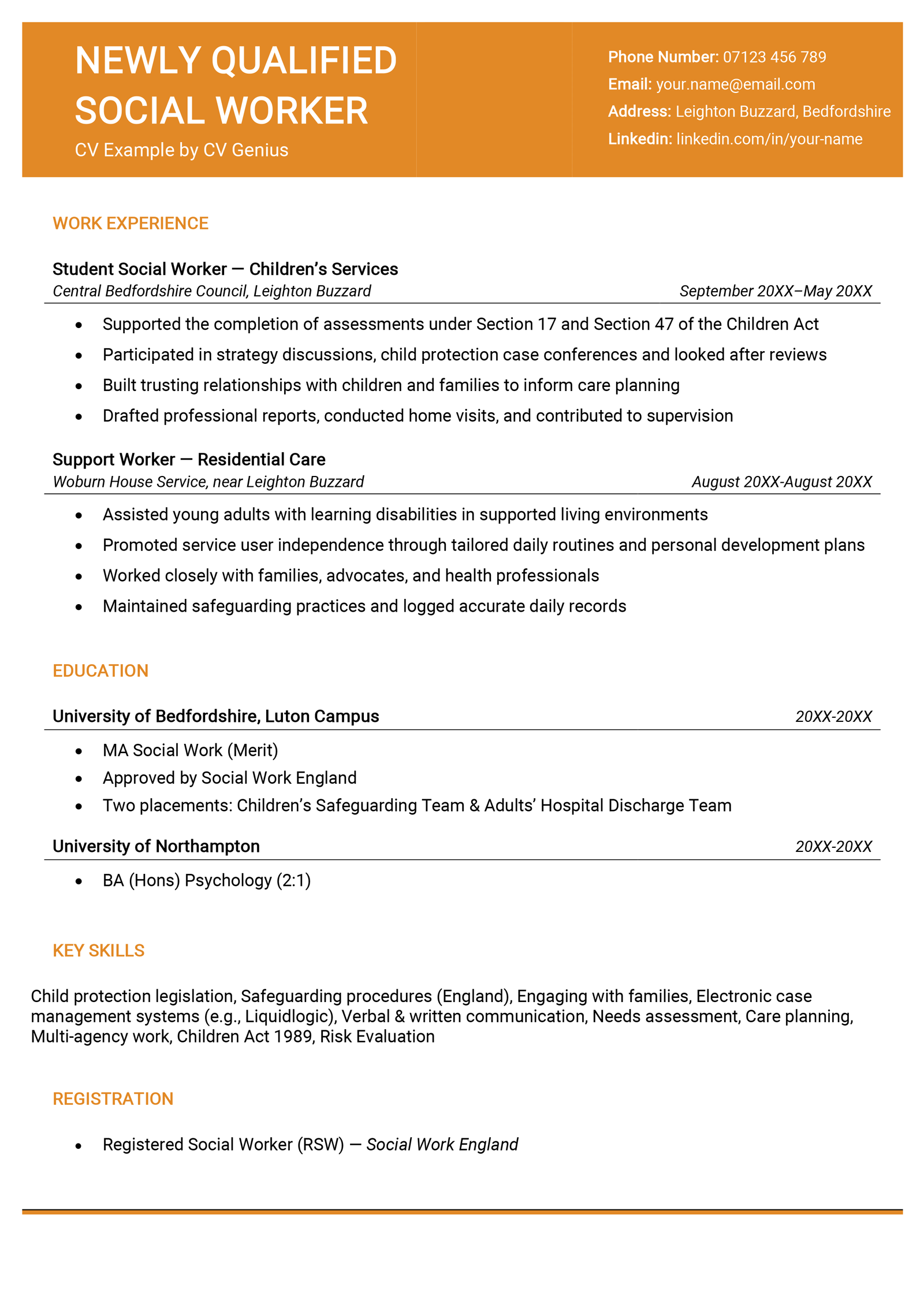 Social Worker CV Examples for 2025