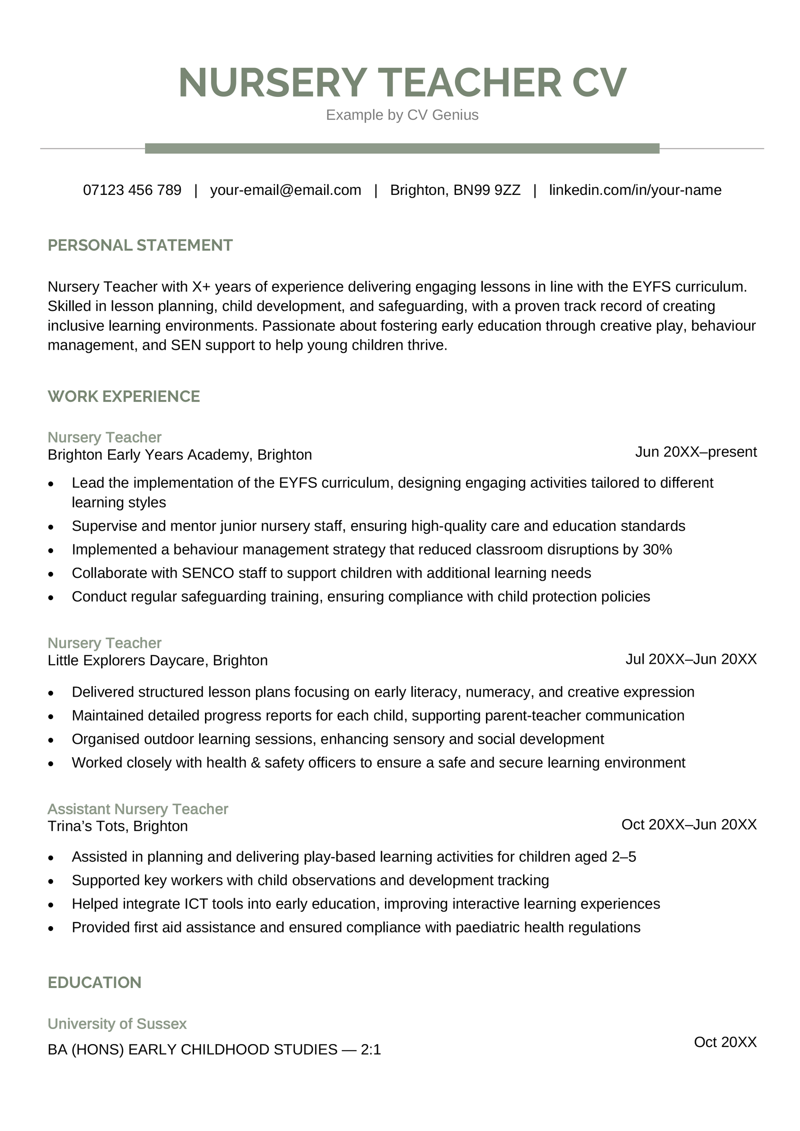 Teacher CV - 6 Examples, Free Template, & Writing Guide