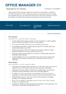Office Manager CV - Example & Free UK Template