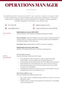 Operations Manager CV - Tips & Free Download