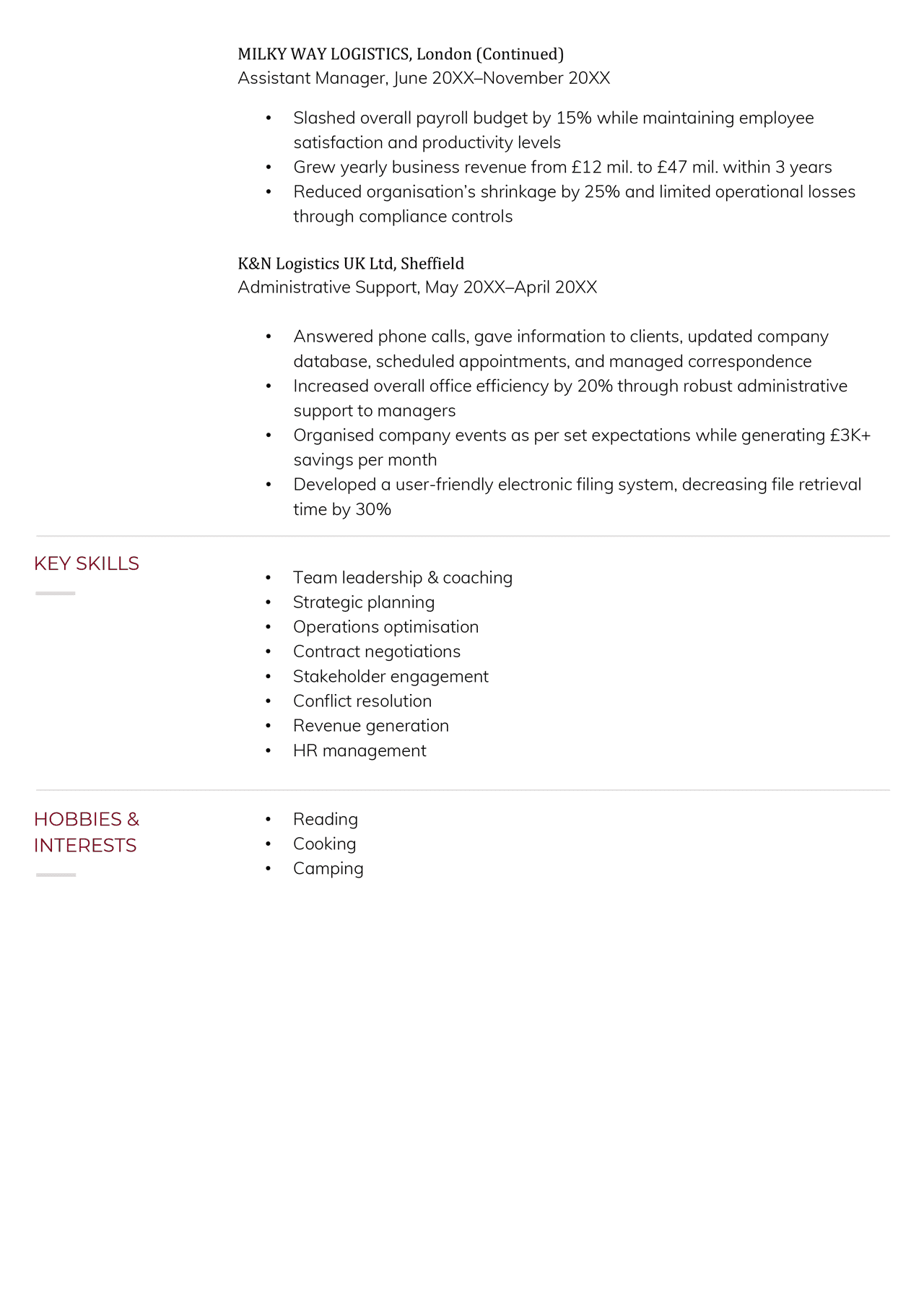 Operations Manager CV Example & Writing Tips