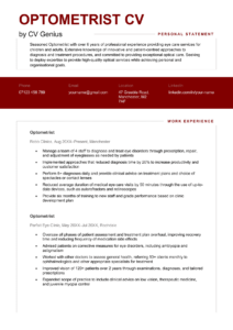 Optometrist CV - Examples, UK Template, & Writing Guide
