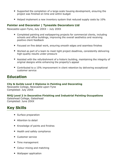 Painter and Decorator CV: Example, Template, & Writing Tips