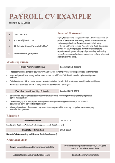 Payroll CV: Example & 21 Skills to Stand Out