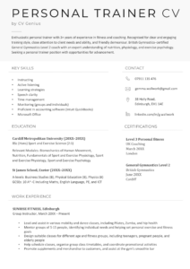 Personal Trainer CV - Example & Free UK Template