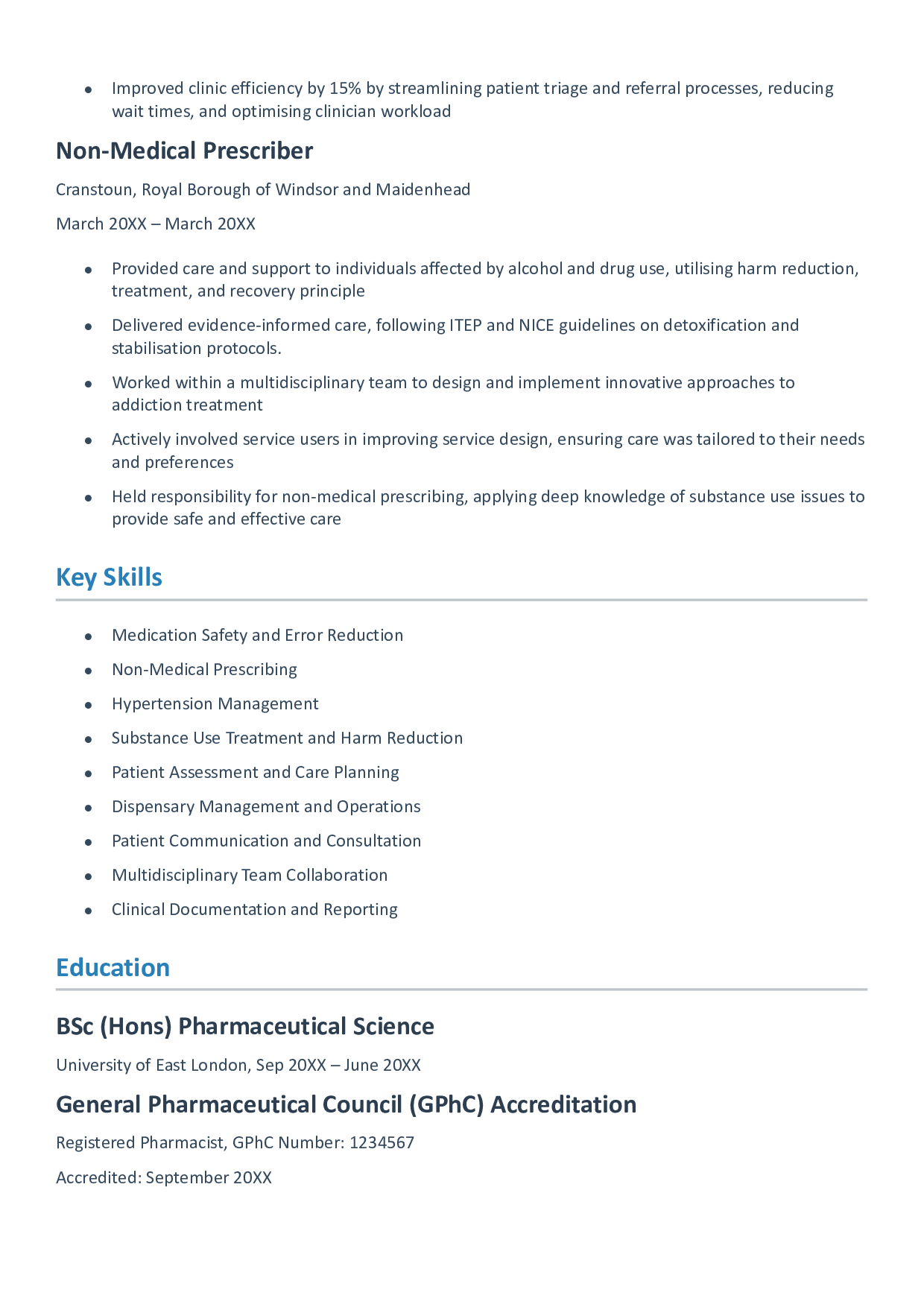 Pharmacist CV Example & Writing Tips