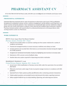 Pharmacy Assistant CV Example - Skills & Free Download