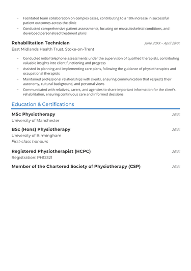 Physiotherapist CV Example & Writing Tips for 2025