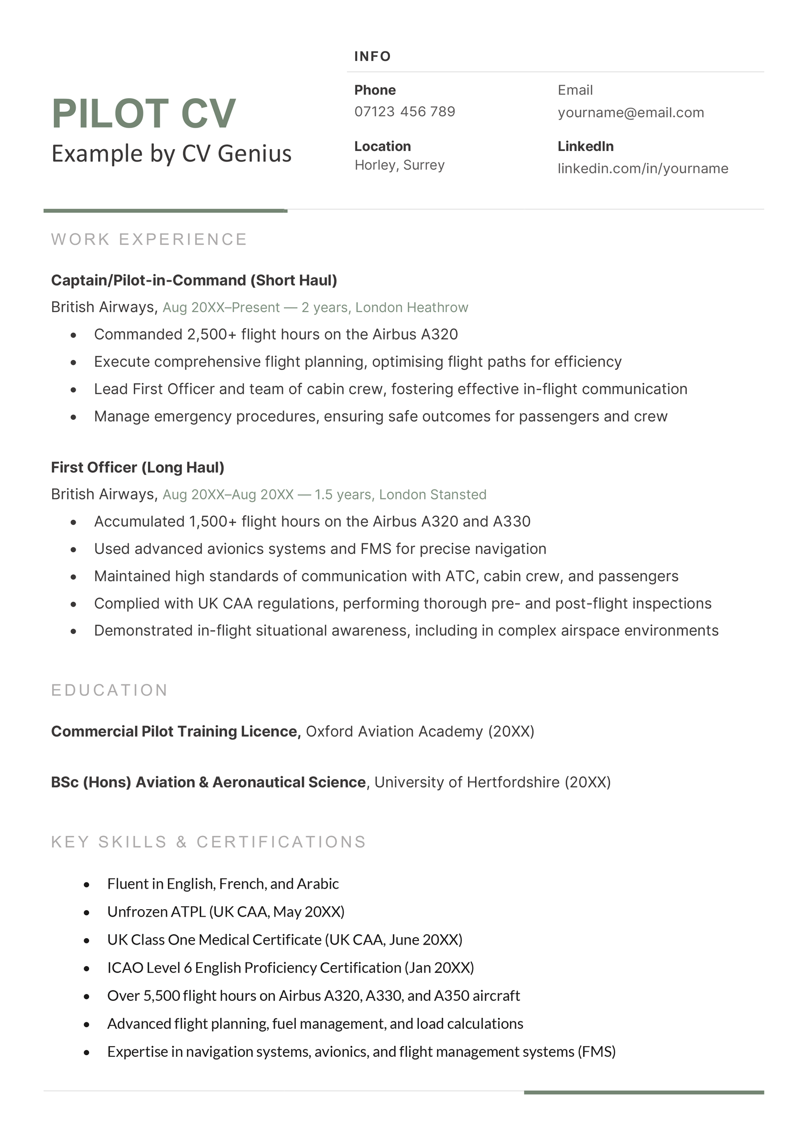 Pilot CV Examples & Writing Tips for 2026