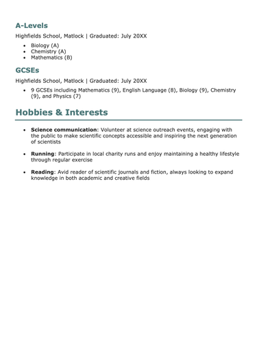 Placement CV: Free Example, Template, and Writing Guide