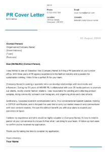 PR Cover Letter - Examples & How to Write