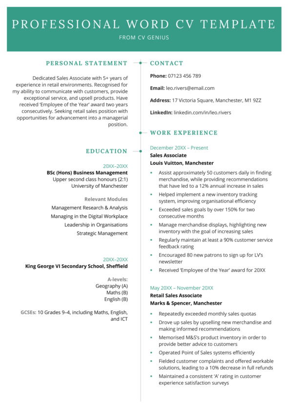 17 Free Downloadable CV Templates for Microsoft Word