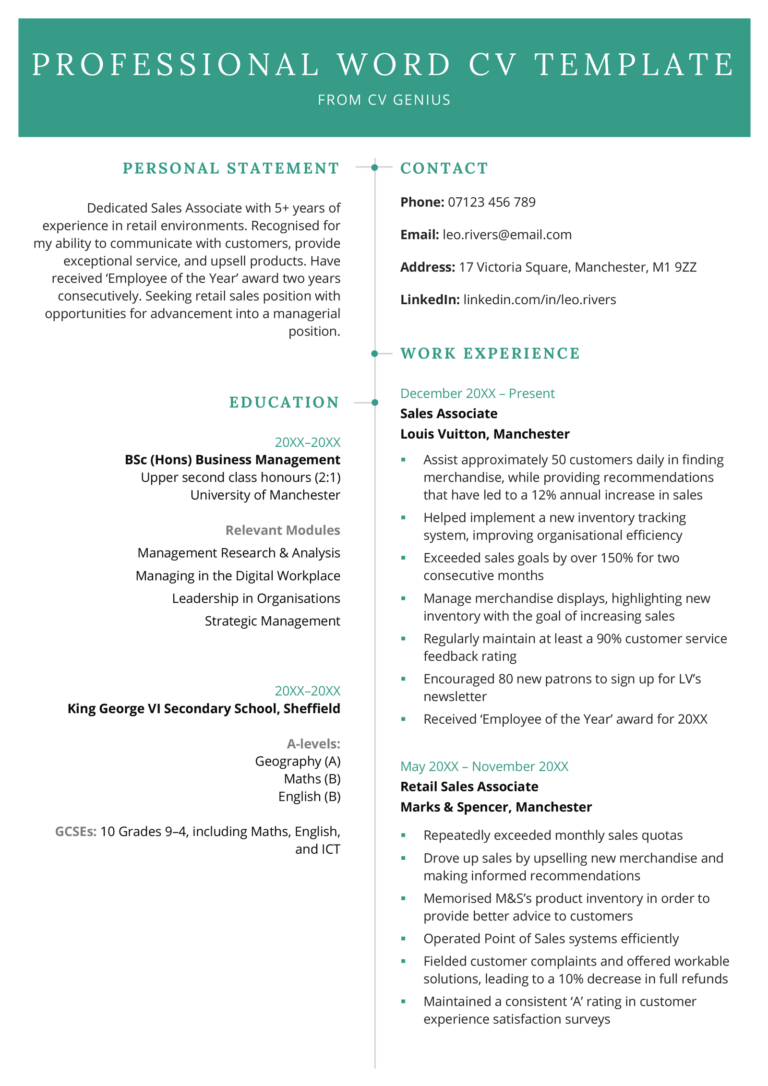 17 Free Downloadable CV Templates for Microsoft Word