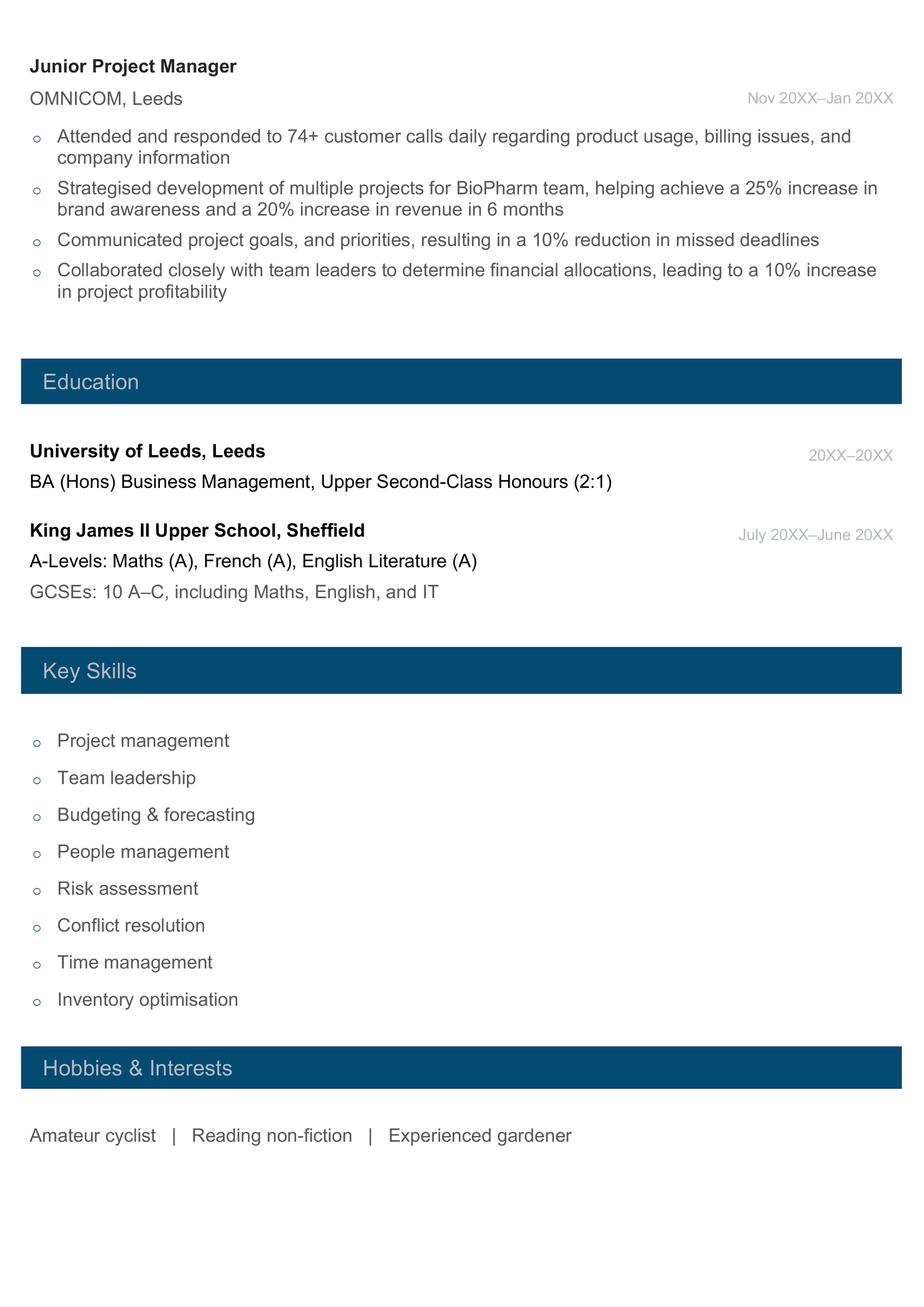 Project Manager CV Examples, Template, & Tips for 2025