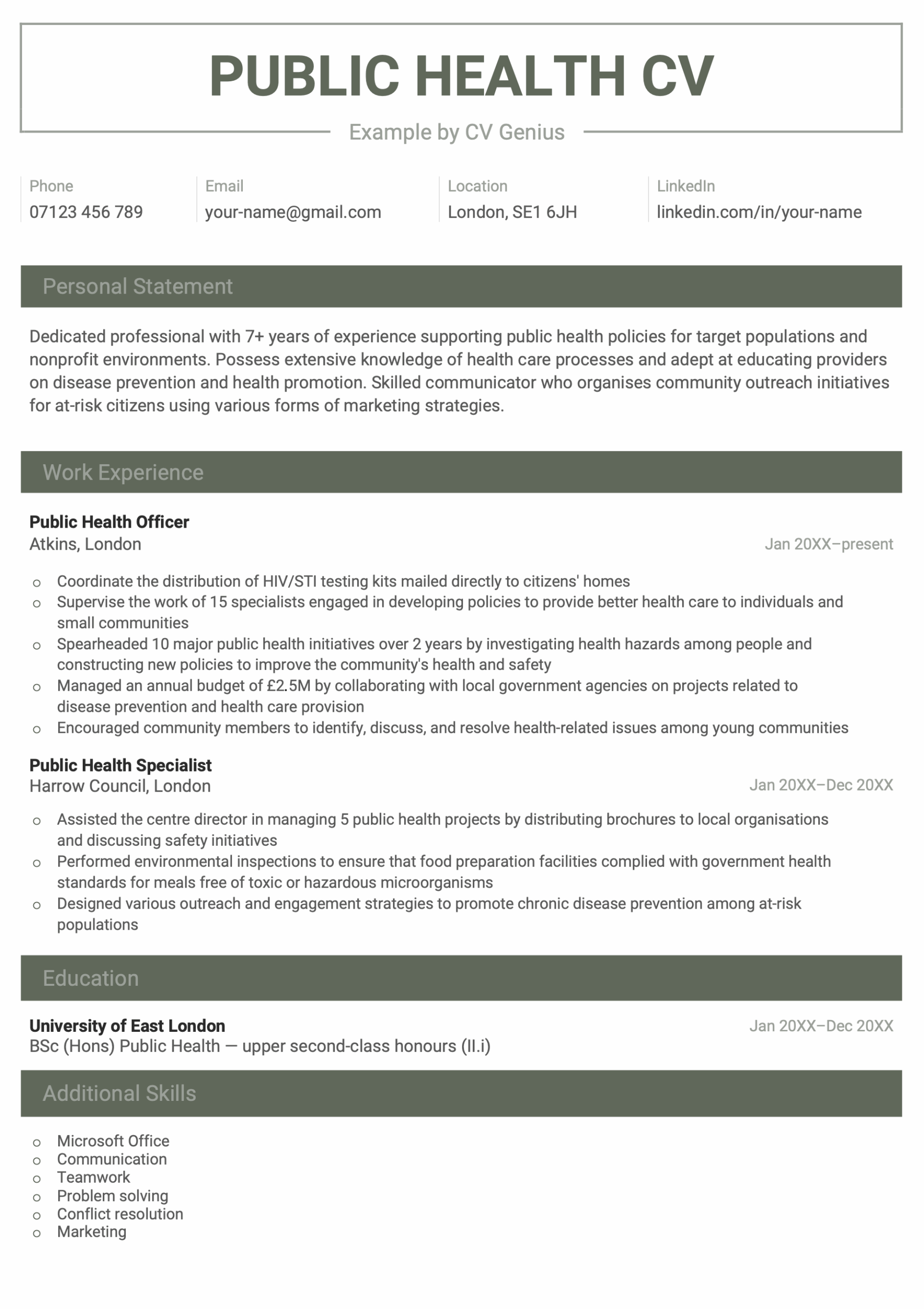 Public Health CV Example: Template & 16 Essential Skills