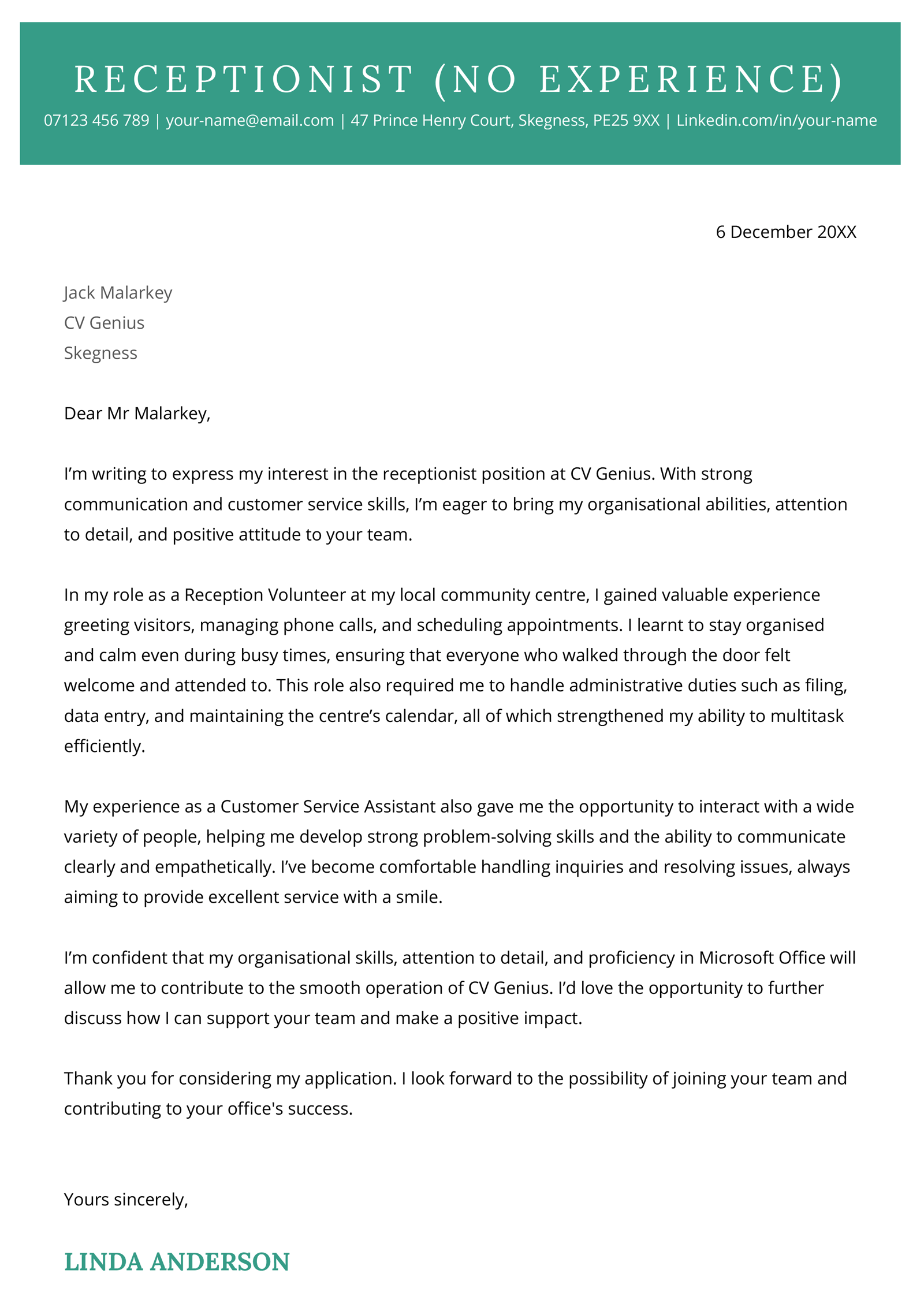 3 Receptionist Cover Letter Samples & Writing Tips