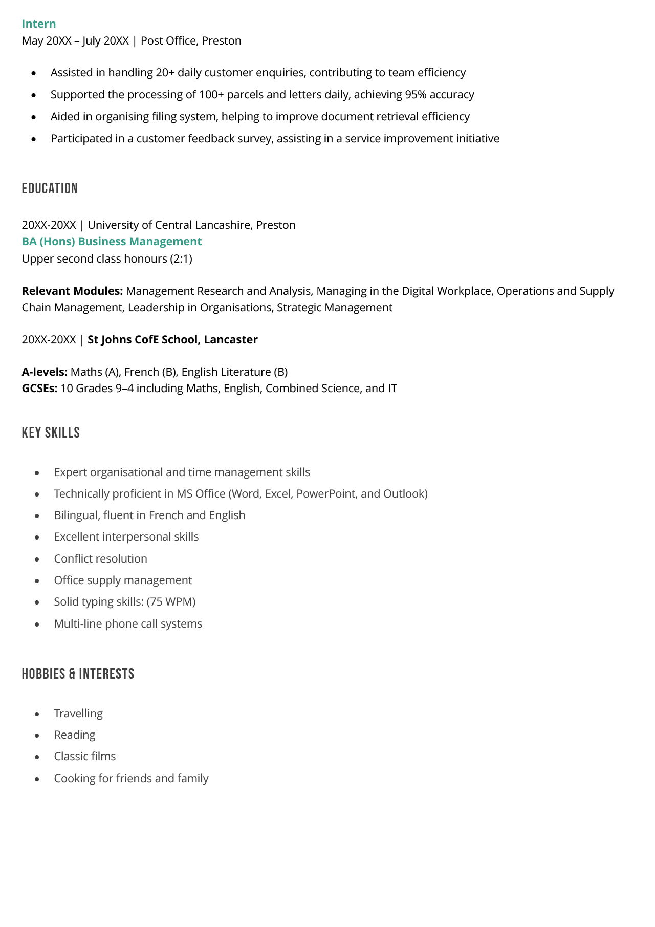 Receptionist CV Example - Template, Tips, & Free Download