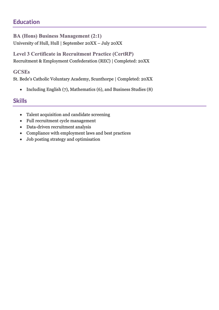 Recruitment CV: Free Example, Template, and Writing Tips