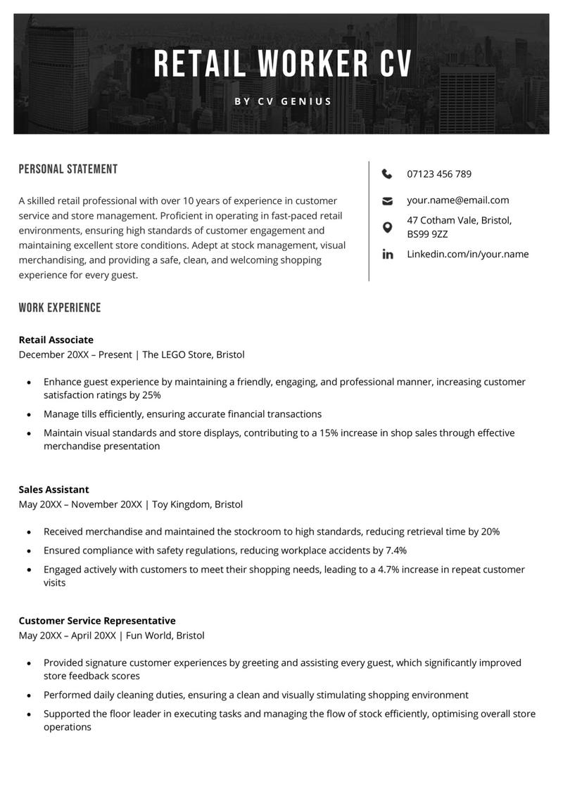 8 Retail CV Examples & Writing Tips for 2025