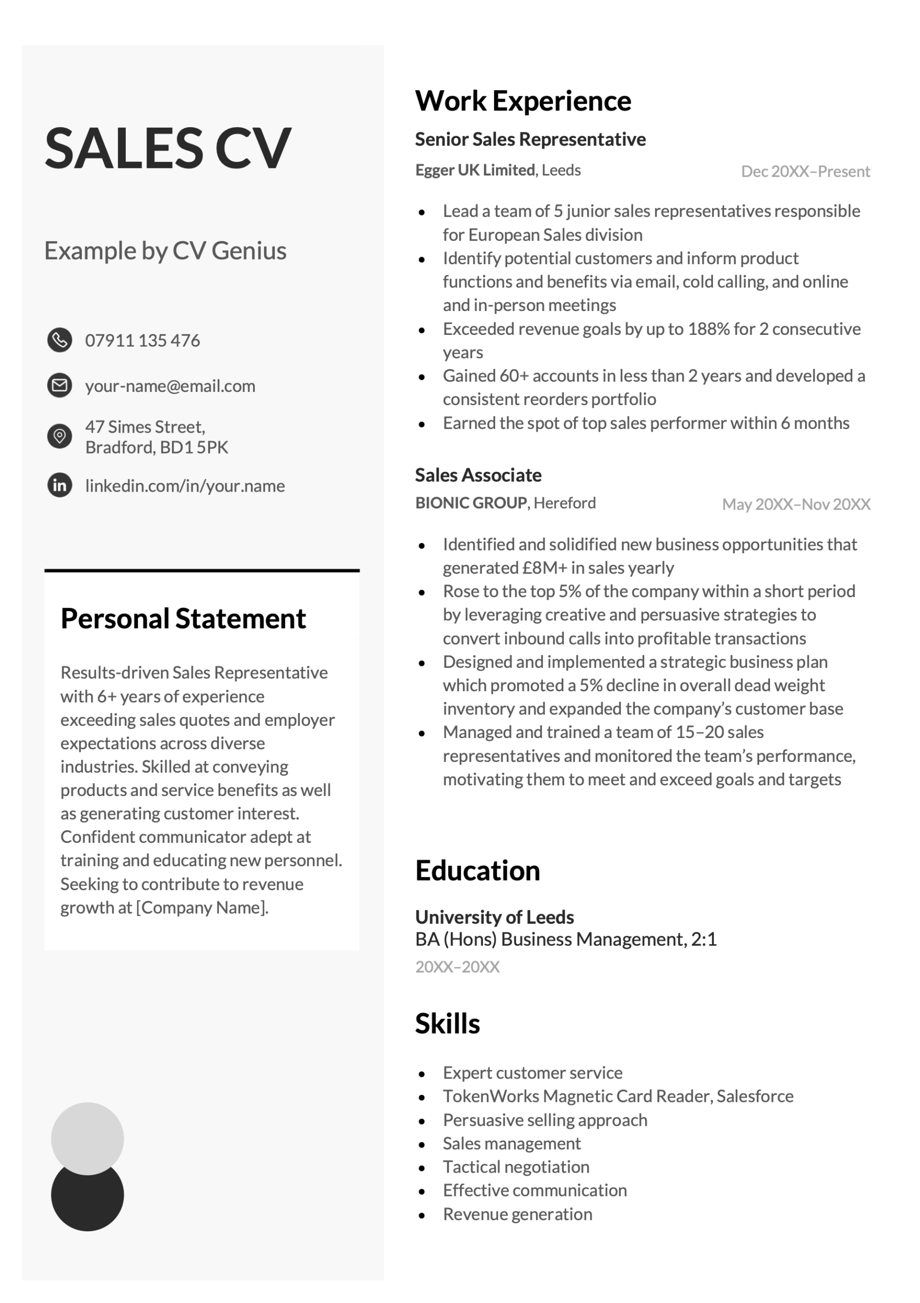 Sales CV - Example, Tips, & Free Download