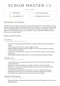 Scrum Master CV - Example & Template (Free Download)