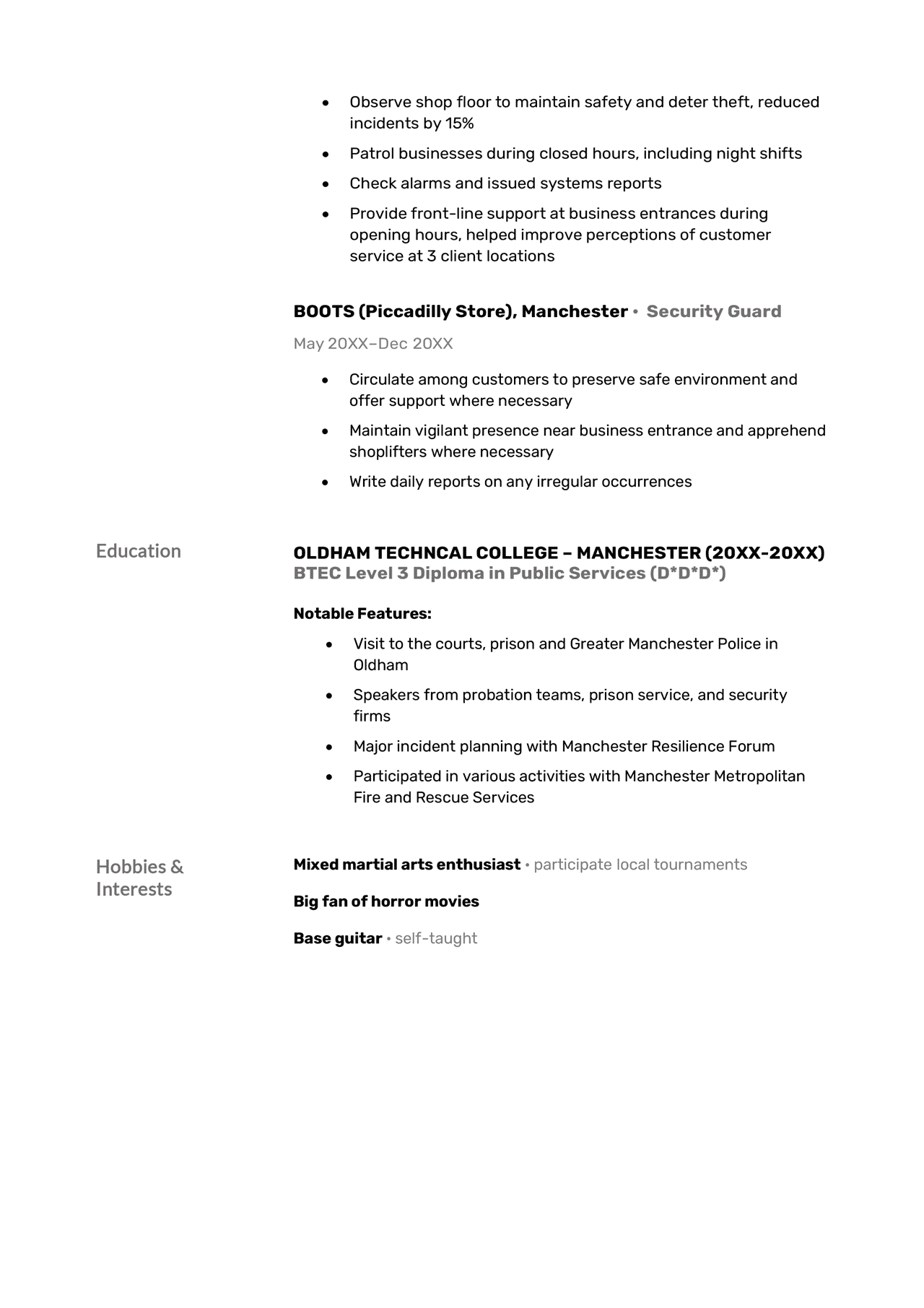 Security Officer CV Template, Example & Writing Tips Security Officer CV Template, Example & Writing Tips