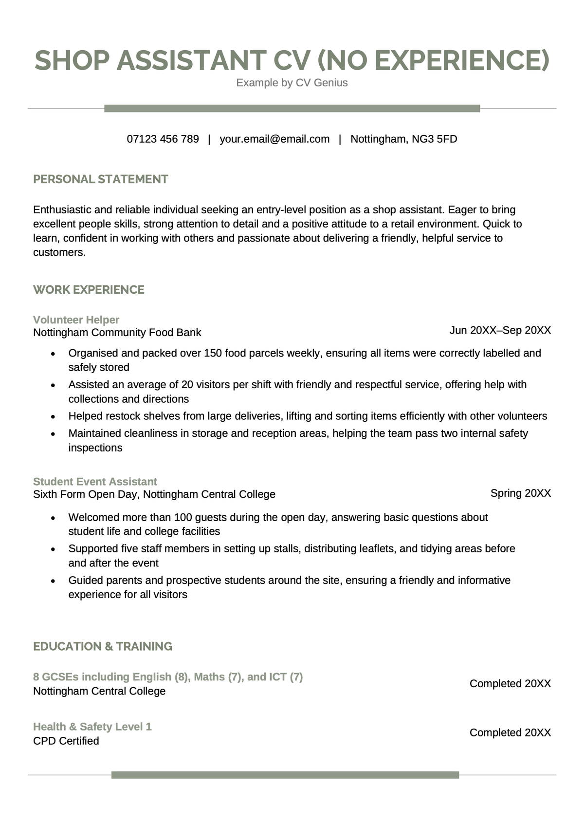 2 Shop Assistant CV Examples for 2025 (Free Downloads)