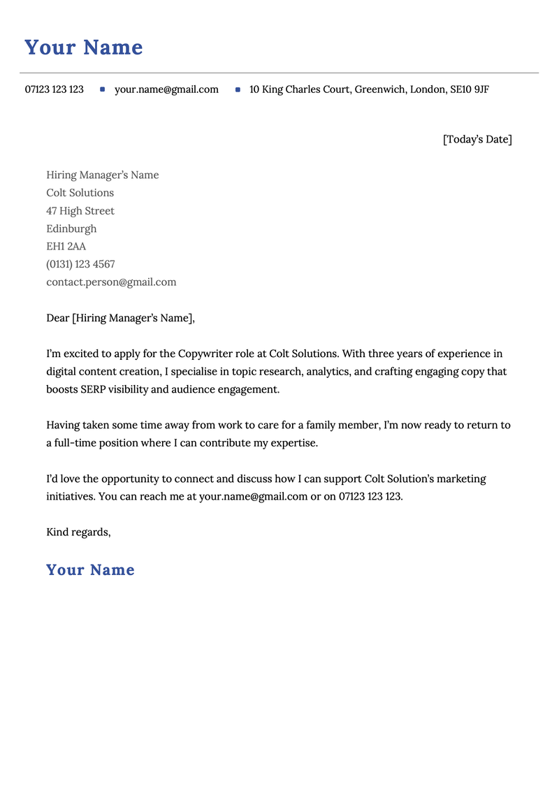 Short Cover Letter Sample and Writing Guide