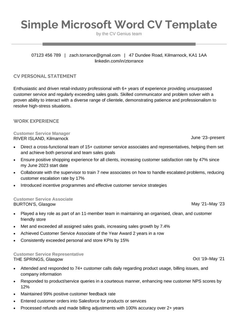 Download Your Free CV Template for Word Now (39+ Options)