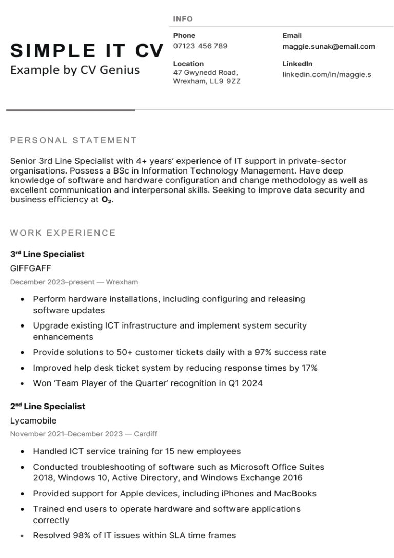 155+ Good CV Examples for UK Jobs in 2024 [Free Downloads]