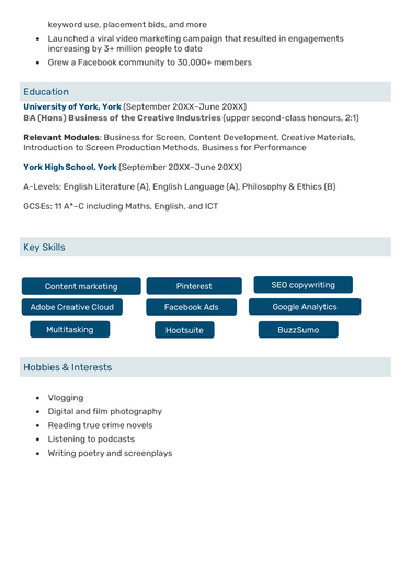 Social Media CV: Example, Template, & Writing Guide