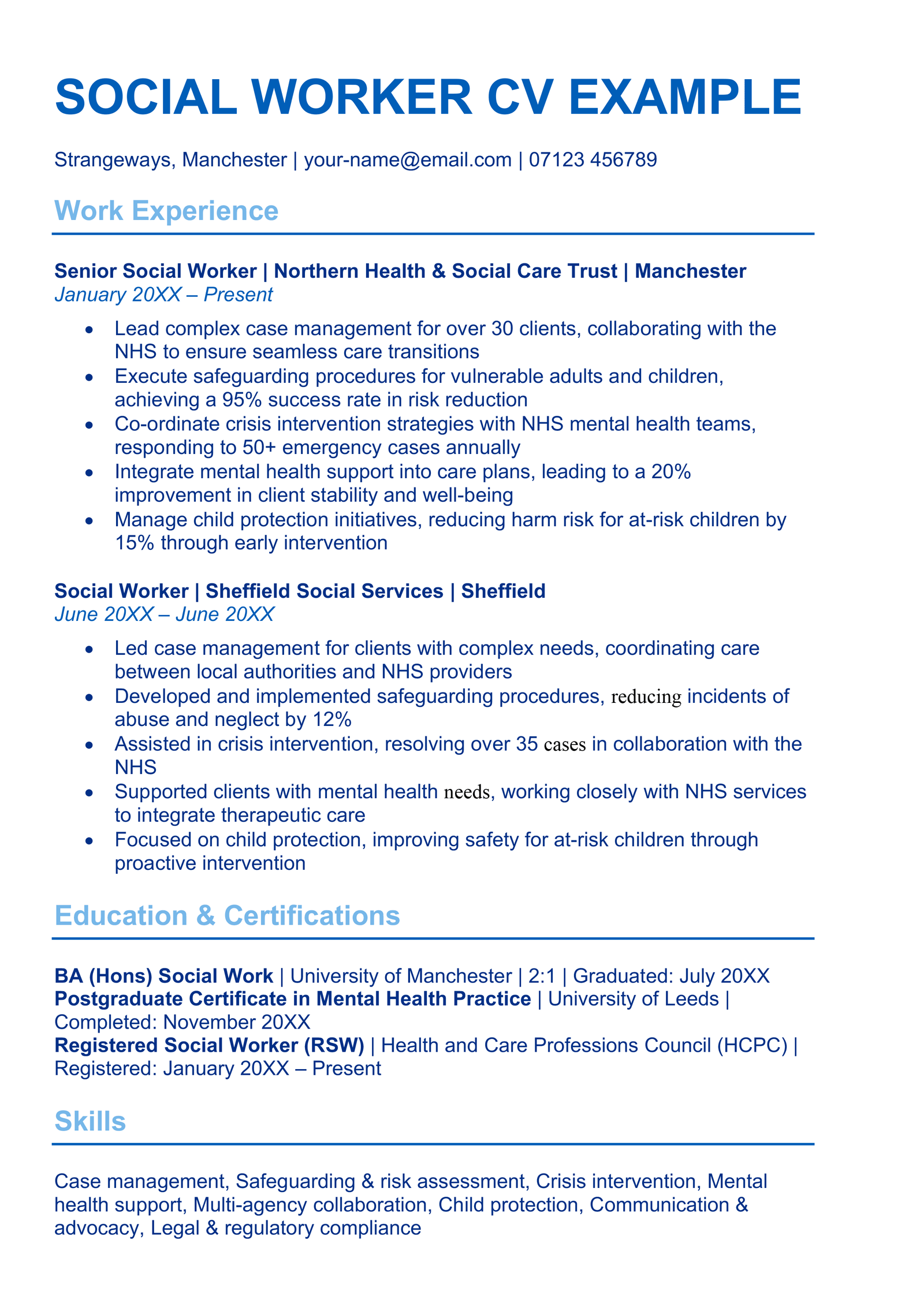 Social Worker CV Examples for 2026