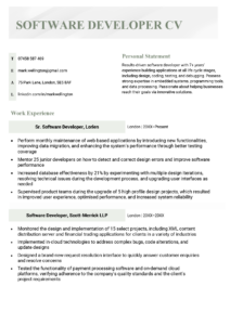 Software Developer CV - Example & Template [Free Download]