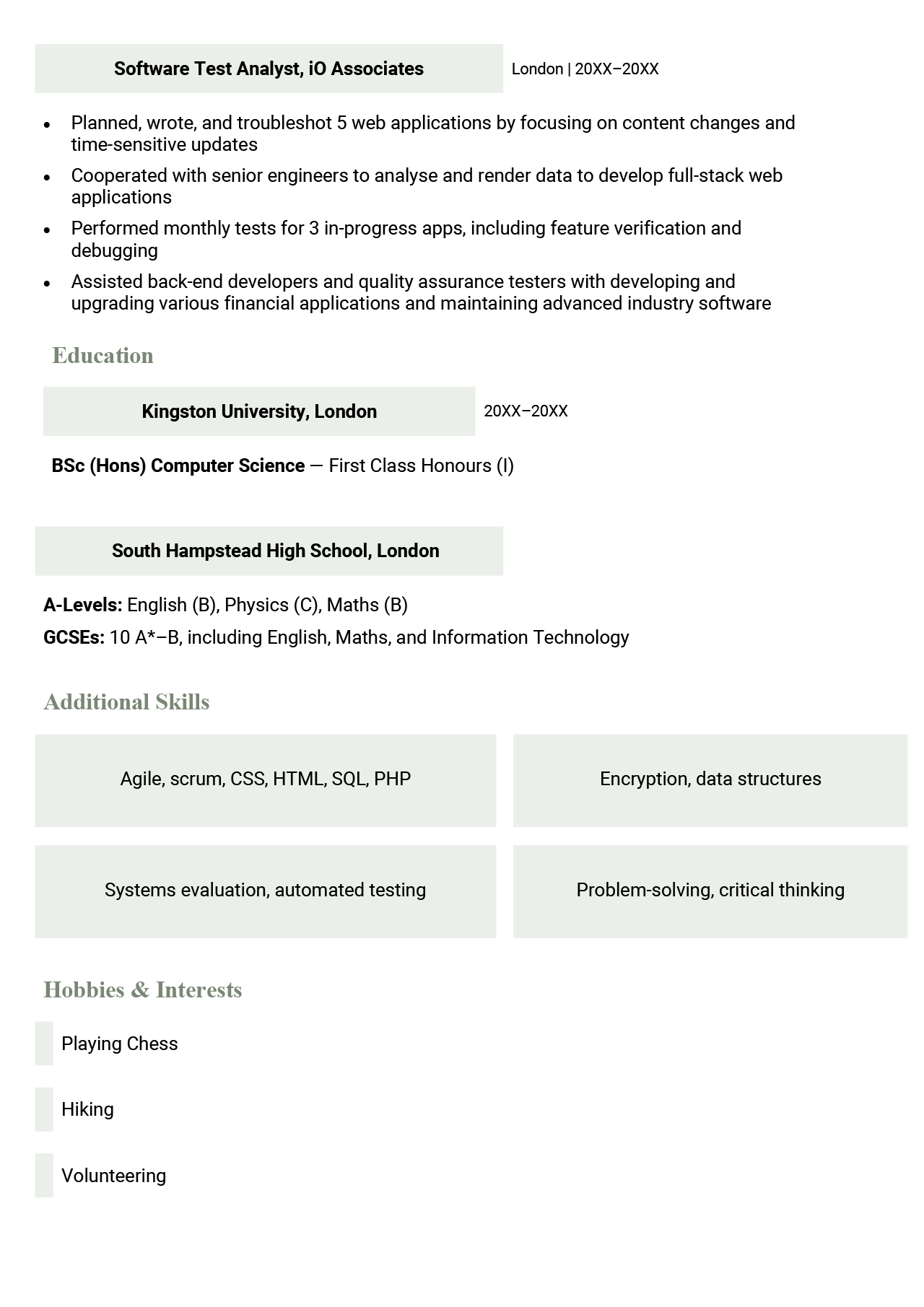 Software Developer CV Example, Template, & Writing Guide Software Developer CV Example, Template, & Writing Guide
