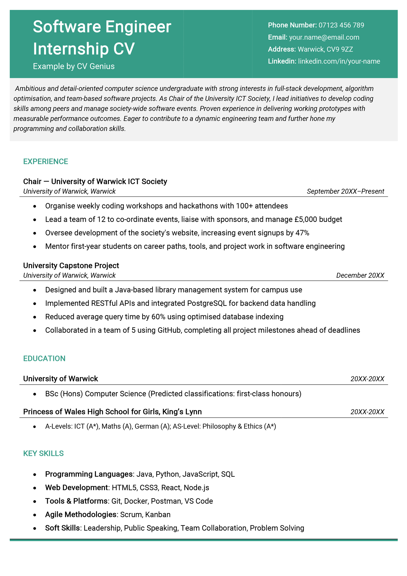 6 UK Software Engineer CV Templates & Writing Guide