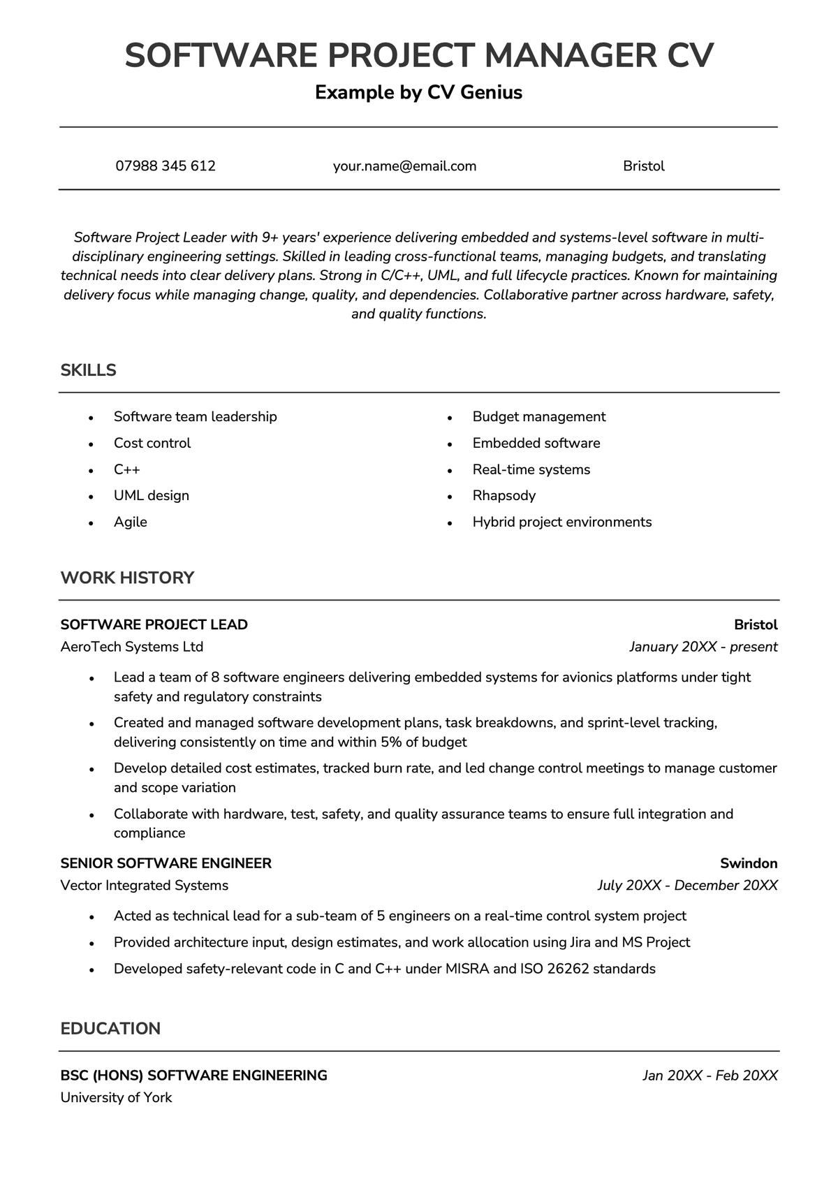 16 Project Manager CV Examples & Free Template for 2025