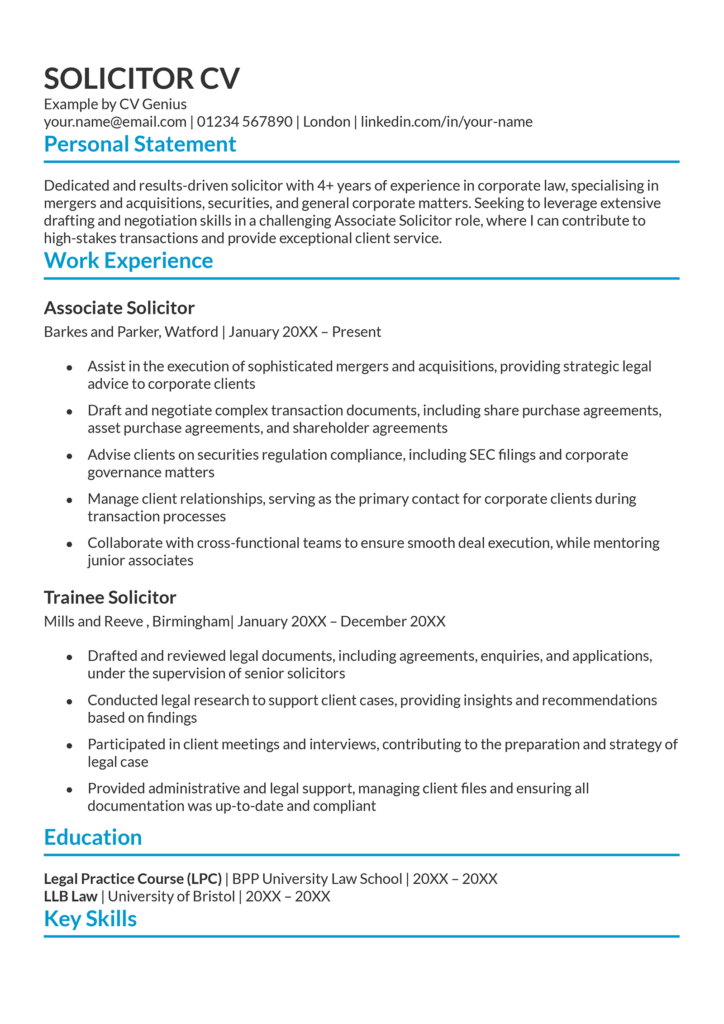 Solicitor CV Example & Writing Tips
