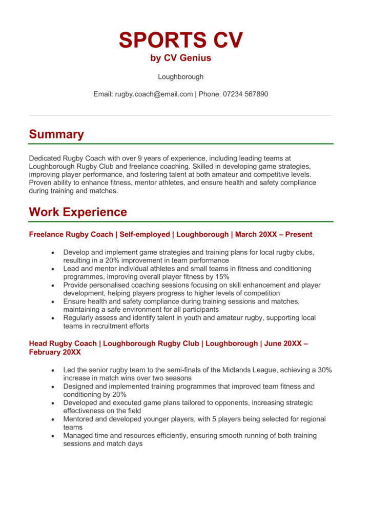 Sports CV (Examples & Writing Tips)