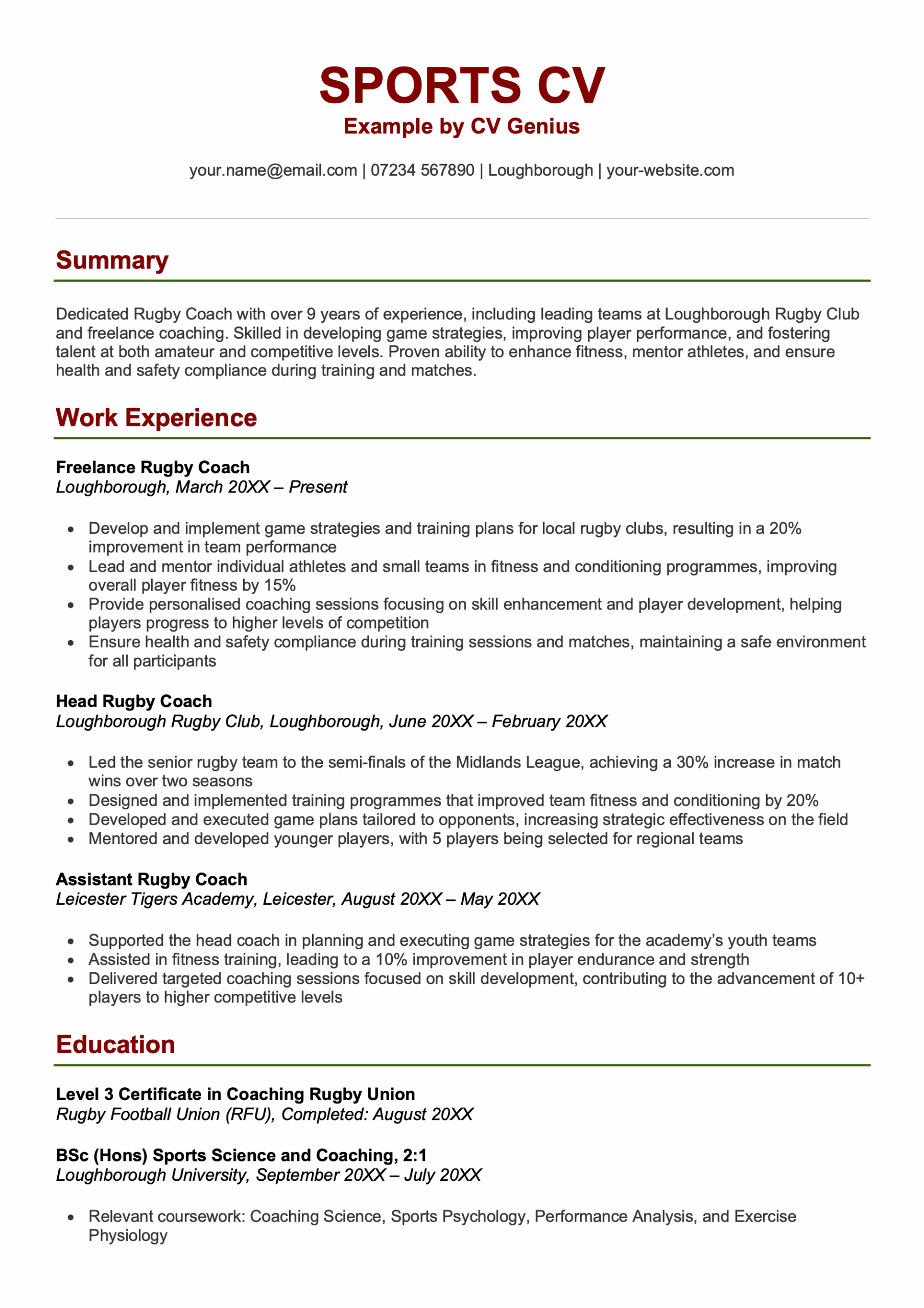 Sports CV (Examples & Writing Tips)