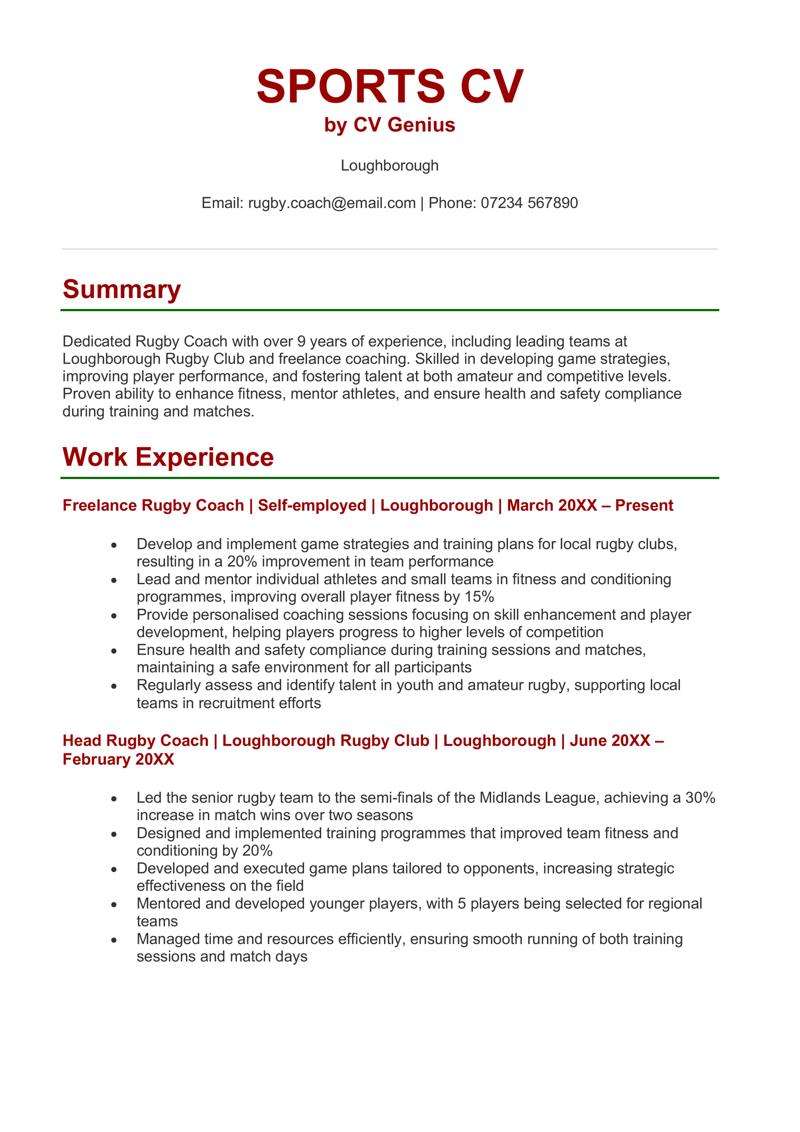 Sports CV (Examples & Writing Tips)