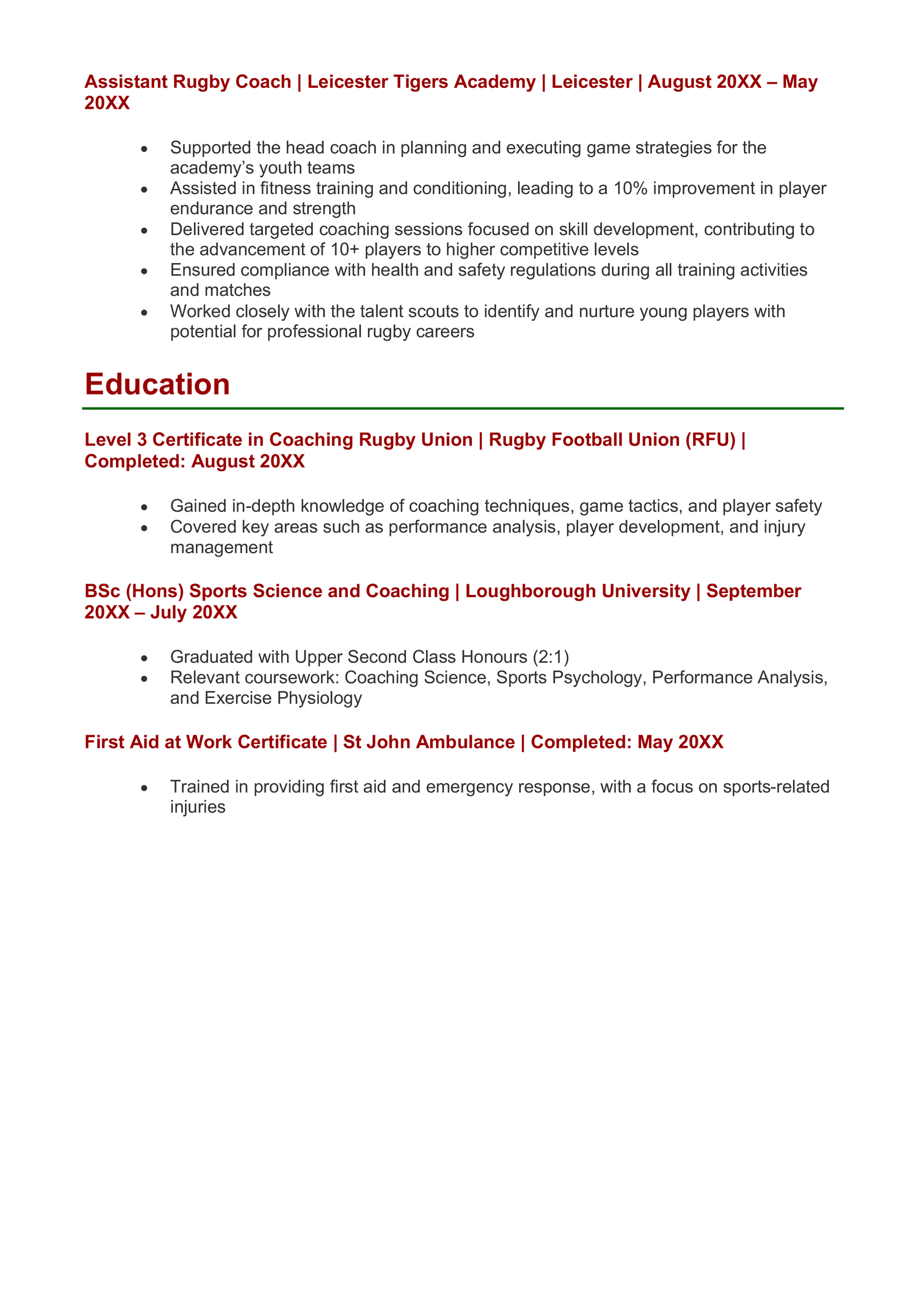 Sports CV (Examples & Writing Tips)