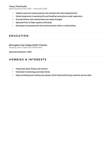 Supermarket CV Example & Writing Tips for 2025