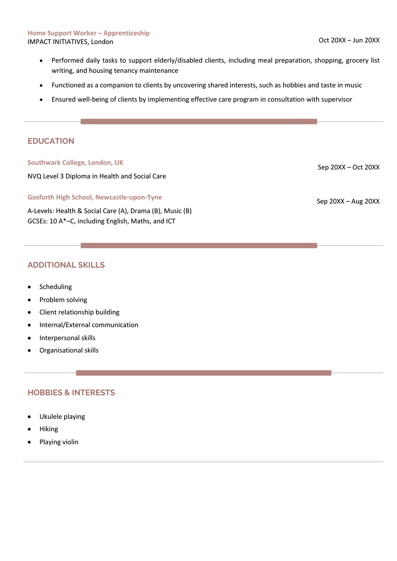 Support Worker CV - Example, Template, & Free Download
