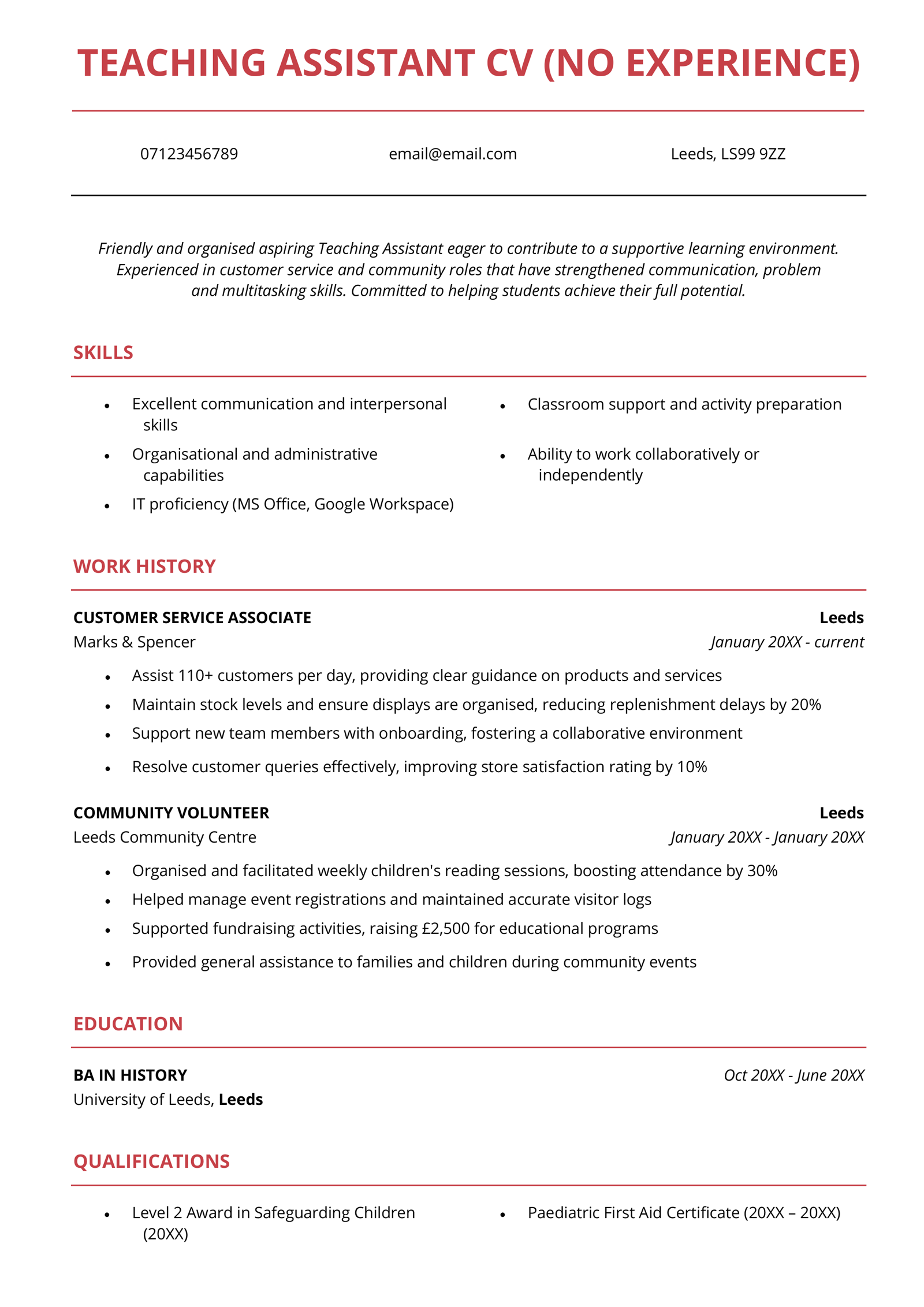 3 Teaching Assistant CV Examples & Writing Tips