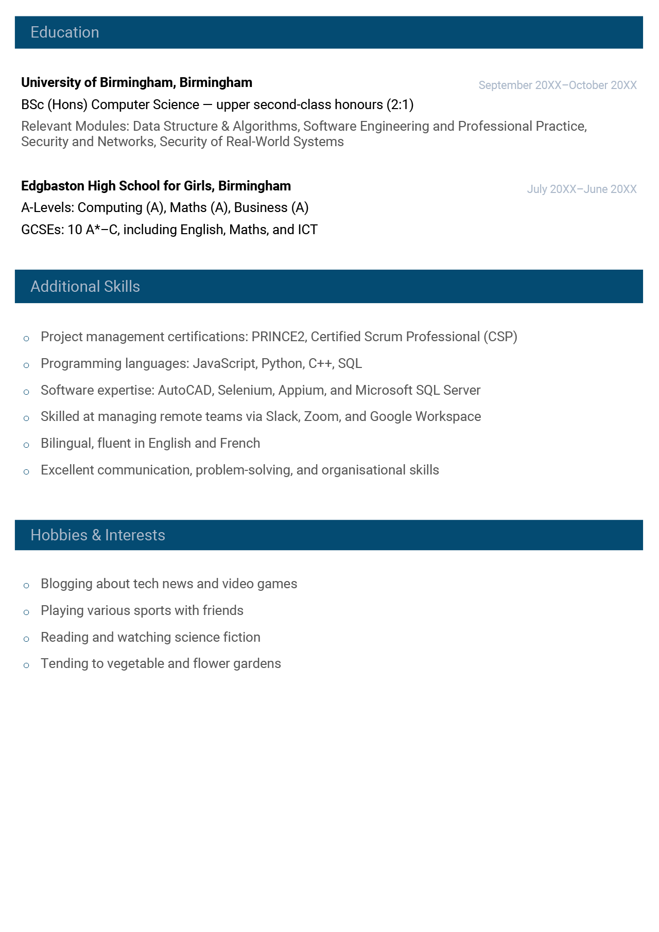 Technical CV - Example, Template, & 10+ Skills to List