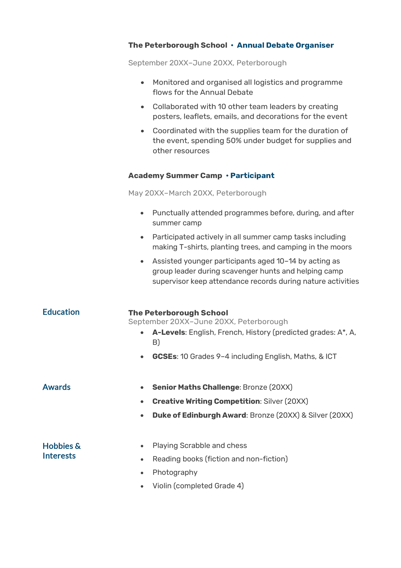 Teenager CV Templates & Writing Guide