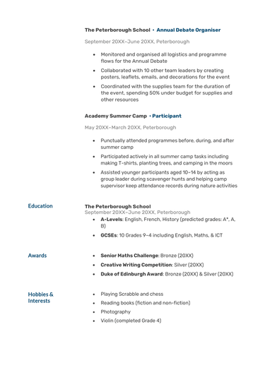 Teenager CV Templates & Writing Guide