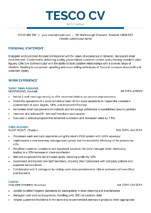 Tesco CV - Example & Template (Free Download)