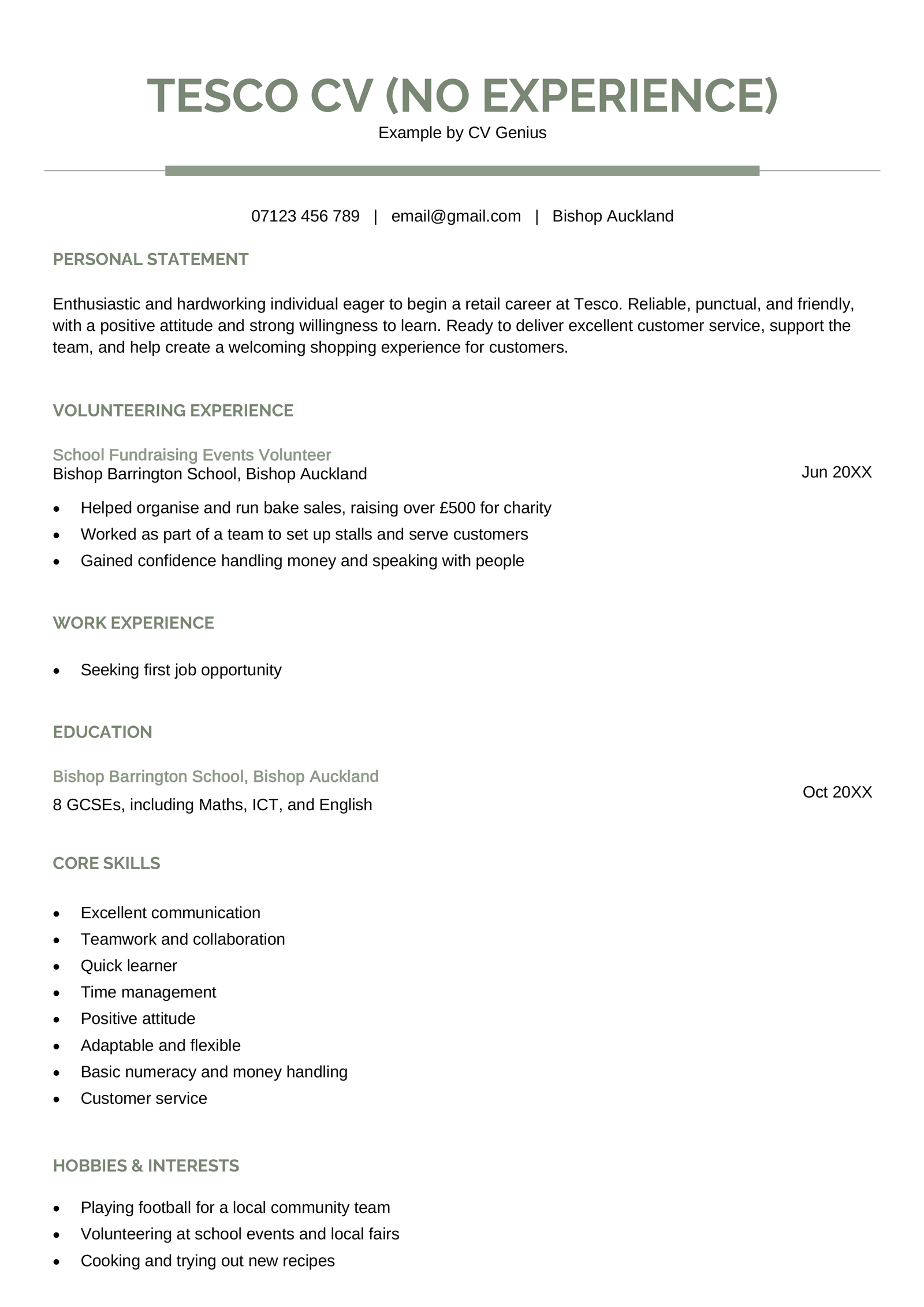 2 Tesco CV Examples & Writing Tips